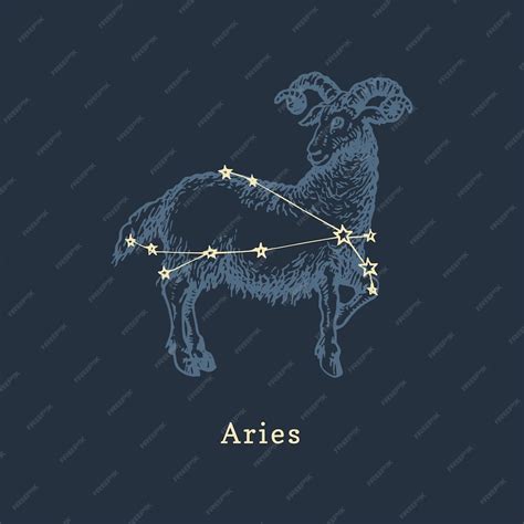 Premium Vector Zodiac Constellation Of Aries In Engraving Style