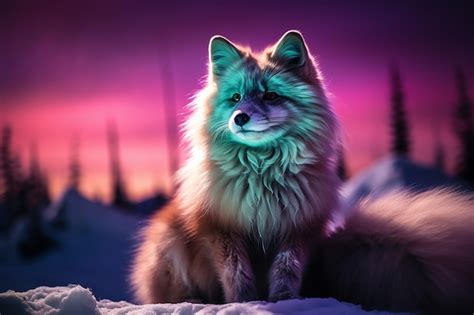 Premium Ai Image Aurora Fox A Fox Whose Fur Reflects The Spectacular Aurora Borealis