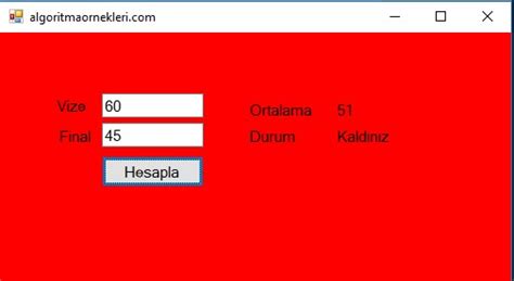 C Windows Form Vize Final Ortalaması Bulma Bilişim And Programlama