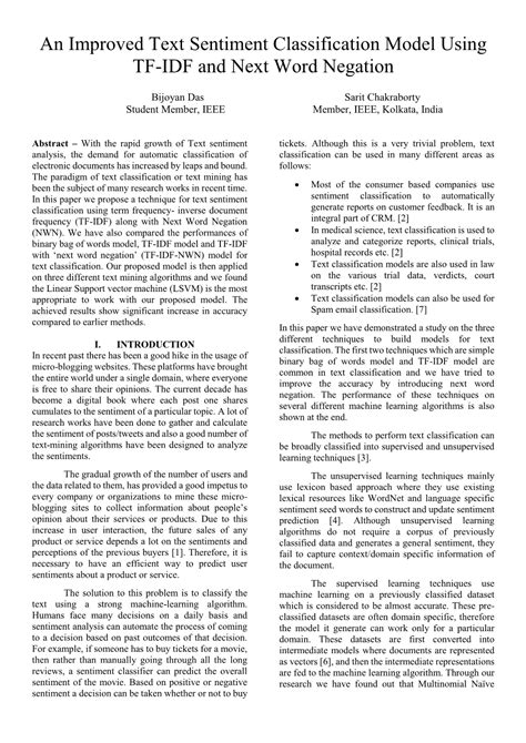 An Improved Text Sentiment Classification Model Using Tf Idf And Next