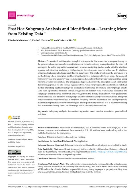 PDF Post Hoc Subgroup Analysis And IdentificationLearning More From Existing Data