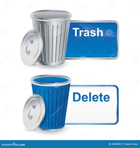 Red Delete Buttons With White Trash Can Symbols And Bold Text In Two Color Variations Cartoon