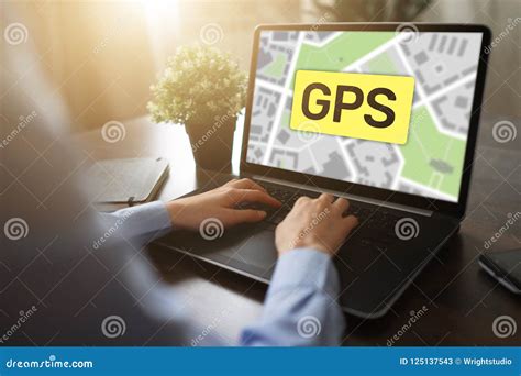 GPS Global Positioning System Worldwide Navigation And Tracking Concept With Town Maps On