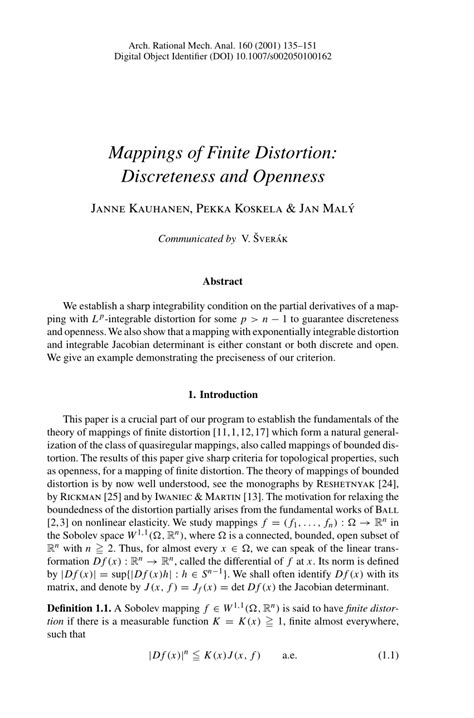 Pdf Mappings Of Finite Distortiondiscreteness And Openness