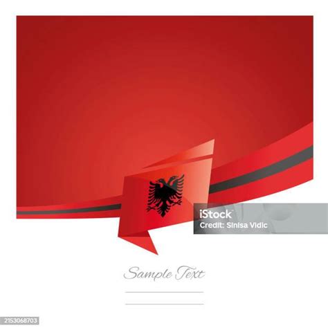 새로운 추상 알바니아 국기 리본 종이 접기 빨간 배경 벡터 0명에 대한 스톡 벡터 아트 및 기타 이미지 0명 3차원 형태 검은색 Istock