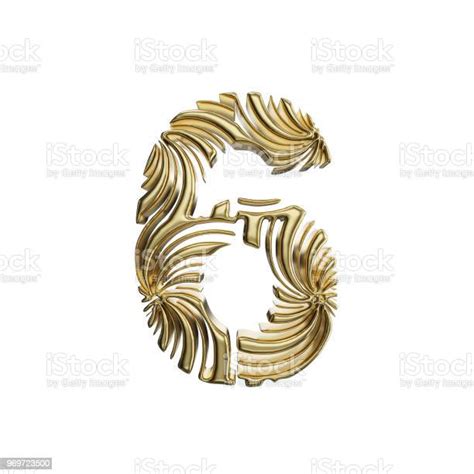 알파벳 숫자 6입니다 반짝이 노란 금속 골든 글꼴에 의하여 이루어져 있다 3d 렌더링에 고립 된 흰색 배경 0명에 대한 스톡 사진 및 기타 이미지 Istock