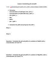 Calculating PH POH Formulas Examples Practice Course Hero