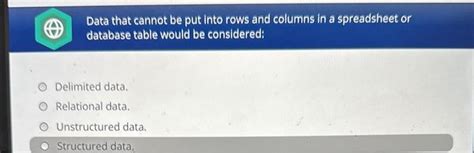 Solved Data That Cannot Be Put Into Rows And Columns In A
