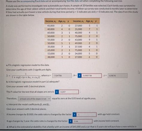 Solved Please Use The Accompanying Excel Data Set Or