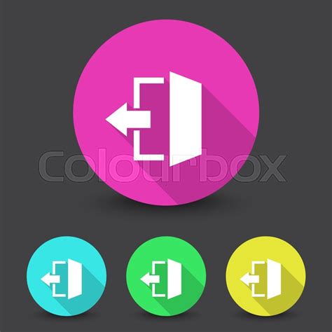 White Exit Icon In Different Colors Stock Vector Colourbox