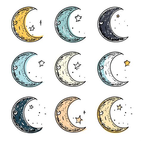 Lunas Creciente Decoradas Con Patrones De Estrellas Texturas