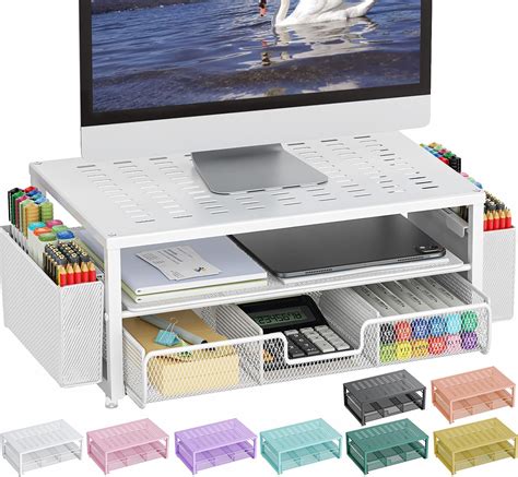 Amazon Com KDD Monitor Stand Riser With Drawer Computer Monitor Stand For Desk With 3 USB 1