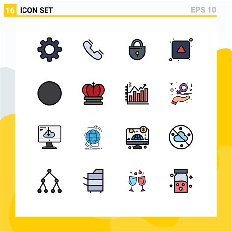 Mobile Interface Flat Color Filled Line Set Of 16 Pictograms Of