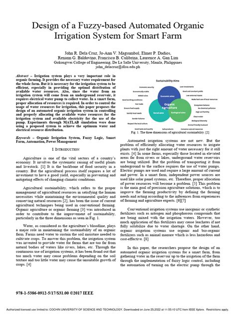 Design Of A Fuzzy Based Automated Organic Irrigation System For Smart Farm Pdf Agriculture