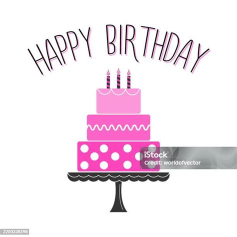 생일 축하 케이크 여자아이야 귀여운 케이크와 촛불이 있는 핑크 생일 인사말 카드 겹겹이 쌓인 케이크 배너 전단지 광고 템플릿 맛있는 디저트 음식 플랫 디자인 흰색 배경입니다