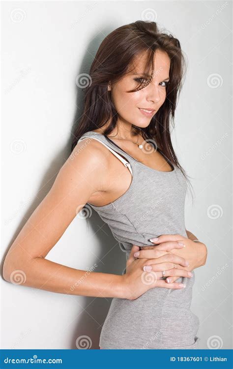 Brunette Hottie Posing For The Camera Stock Image Image Of Cute