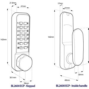 BL ECP Marine Grade Tubular Latch Knurled Knob Keypad With ECP Coding Chamber Inside