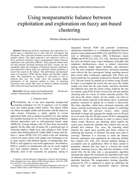 pdf improved fuzzy ant based clustering a nonparametric balance between exploitation and