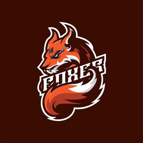 Fox 마스코트 로고 디자인 벡터에는 배지 엠블럼 및 티셔츠 인쇄를 위한 현대적인 일러스트레이션 개념 스타일이 있습니다 스포츠와 E스포츠 팀을 위한 여우 삽화