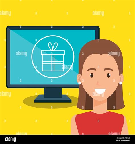 Woman With Computer Character Vector Illustration Design Stock Vector Image And Art Alamy
