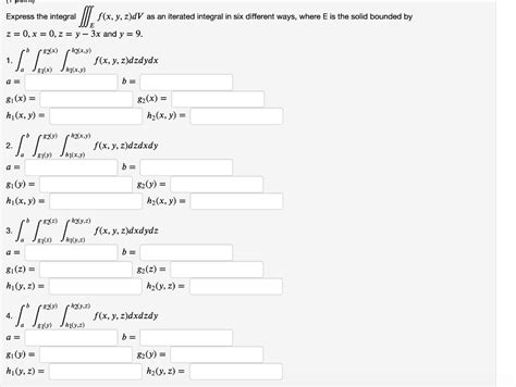 Solved Express The Integral M Sex Y Z AV As An Iterated Chegg Com
