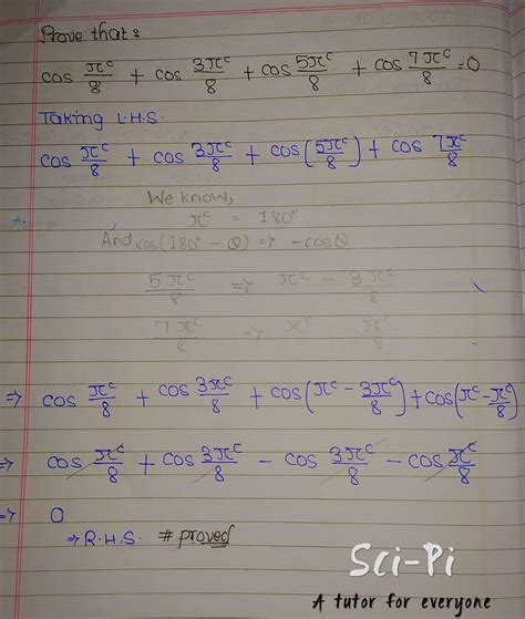 Cos π8 Cos 3π8 Cos 5π8 Cos 7π8 0 Prove 1 Trigonometric