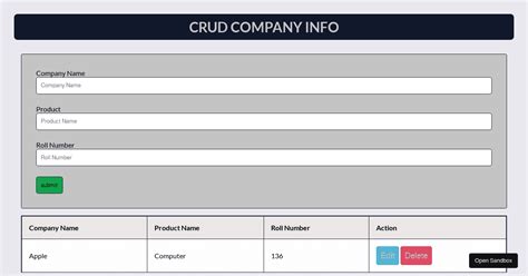 Crud Vanilla Javascript Codesandbox