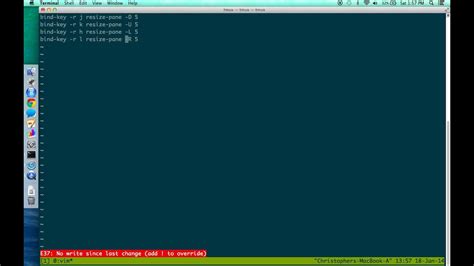 Tmux Resize Pane With Bind Key Youtube