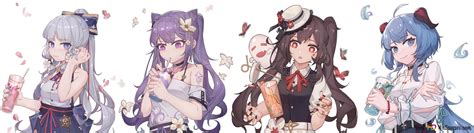 Chicas Anime Calientes Keqing Ganyu Hu Tao Y Kamisato Ayaka Ganshin Impact 8K Descarga De