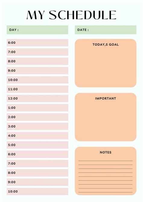 Page 7 Free And Customizable Schedule Templates