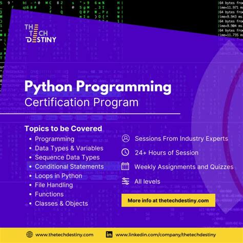 Python Programming Certification Program The Tech Destiny