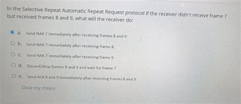 Solved In The Selective Repeat Automatic Repeat Request