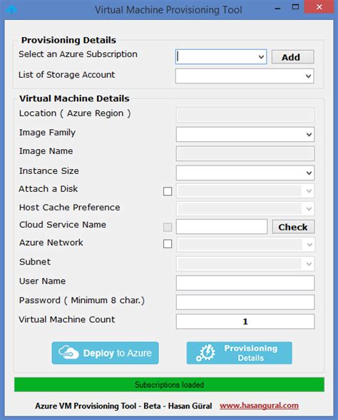 Azure Virtual Machine Provisioning Tool Beta