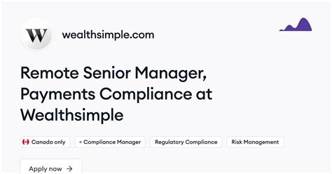 🙂 wealthsimple is hiring a remote senior manager payments compliance