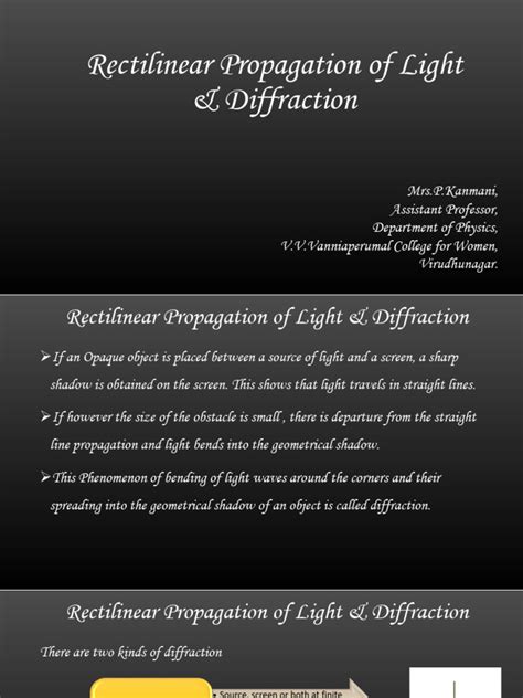 Rectilinear Propagation Of Light Pdf Diffraction Waves