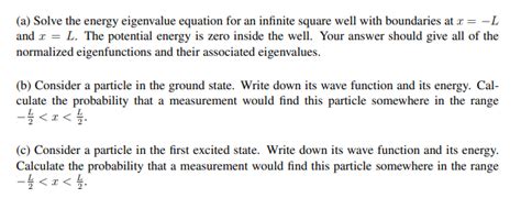 Solved A ﻿solve The Energy Eigenvalue Equation For An