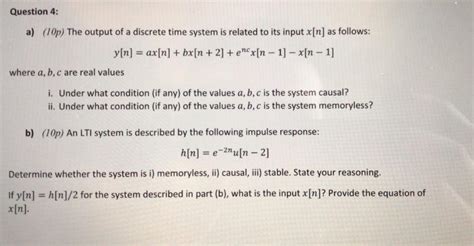 Solved Question A P The Output Of A Discrete Time Chegg