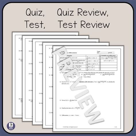 Calculus Differentiability Assessments Unit 2 Quiz And Test By Hoff Math