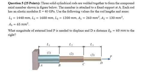 solved question 5 25 points three solid cylindrical rods