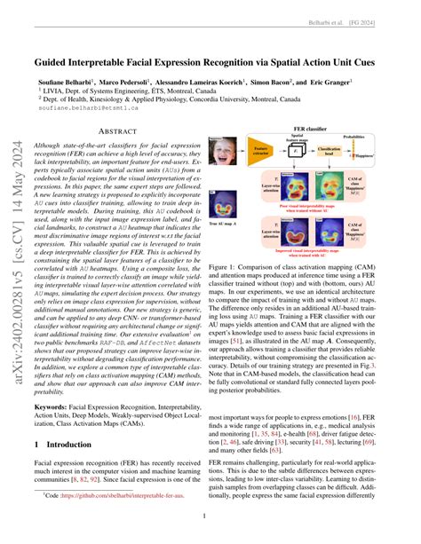 Pdf Guided Interpretable Facial Expression Recognition Via Spatial Action Unit Cues