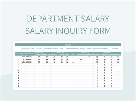Department Salary Salary Inquiry Form Excel Template And Google Sheets File For Free Download