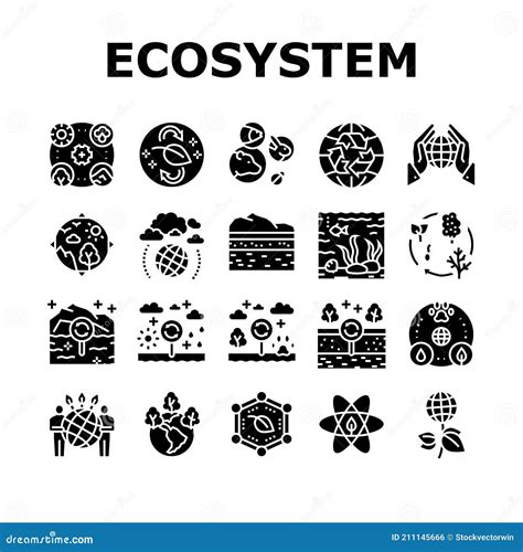 Ecosystem Environment Collection Icons Set Vector Stock Vector