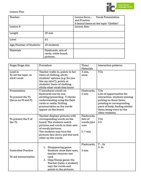 Sample Lesson Plan Pdf Cognition Learning