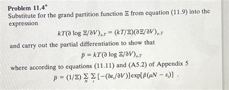 Solved Problem 114substitute For The Grand Partition