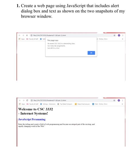 Solved 1 Create A Web Page Using Javascript That Includes