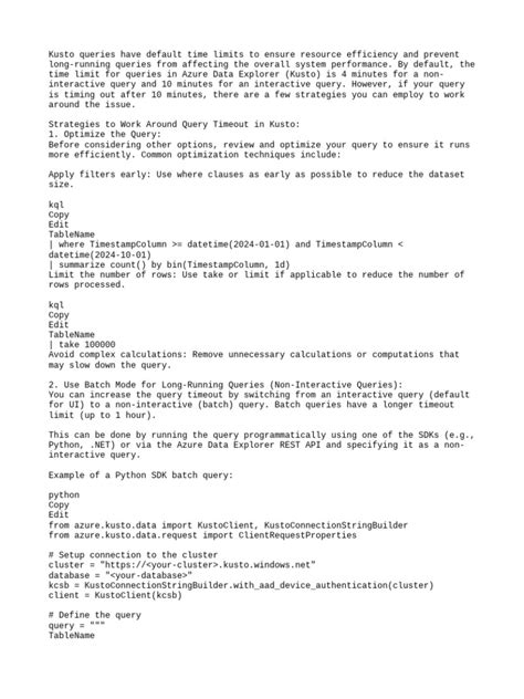 Query Timeout In Kusto Pdf Information Retrieval Computer Data