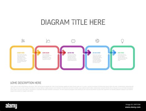 Vector Process Progress Template Diagram Schema With Five Steps Icons And Descriptions Color
