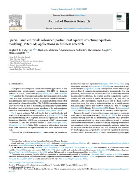 special issue editorial advanced partial least squares structural equation pdf structural