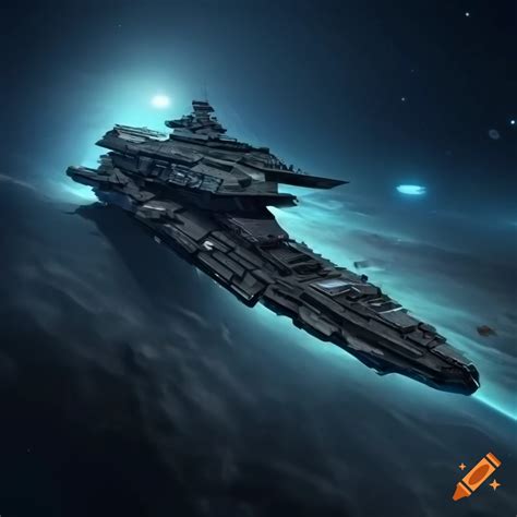 Large Space Battleship In Deep Space Futuristic Militaristic Sci Fi