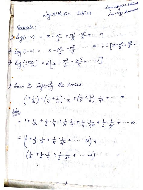 Logarithmic Series Pdf